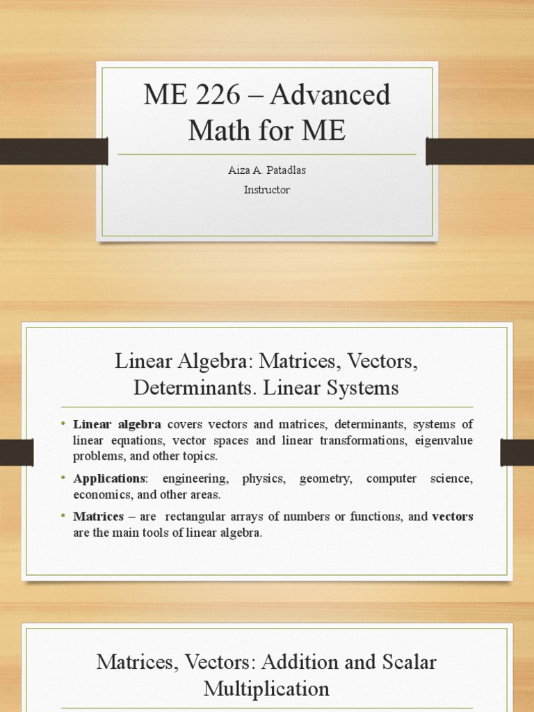 ME 226 - Advanced Math For ME (Matrix) | Download Free PDF | Matrix ...