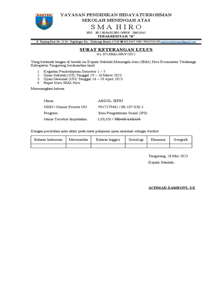 BAB II Surat Dengan Tabel | PDF