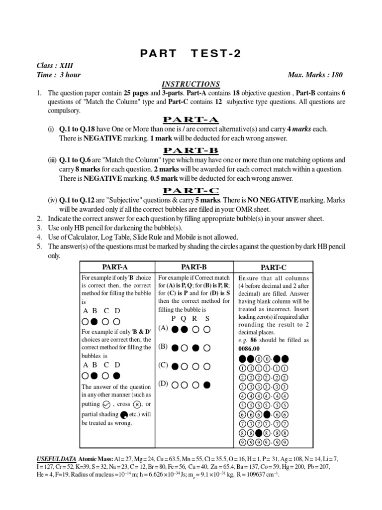 PCM-28 13th Part Test-2 | PDF | Waves | Sphere