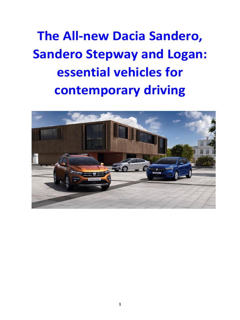 The All-New Dacia Sandero, Sandero Stepway and Logan - Essential Vehicles For Contemporary ...