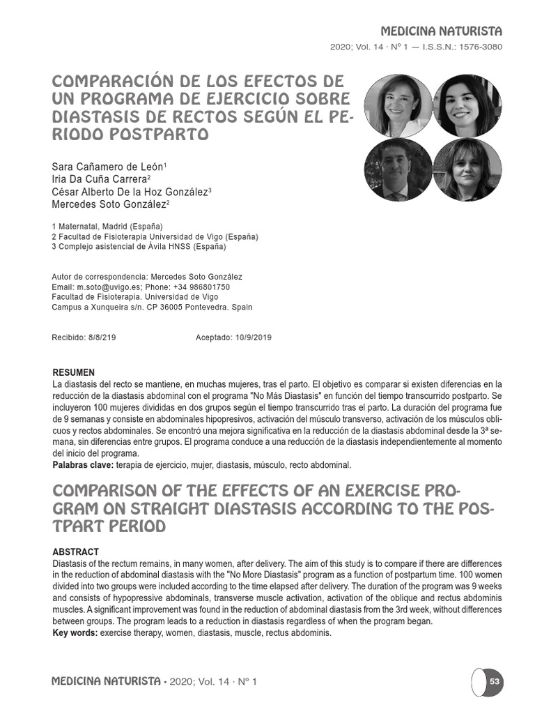 Ejercicio y Diastasis Postparto | PDF