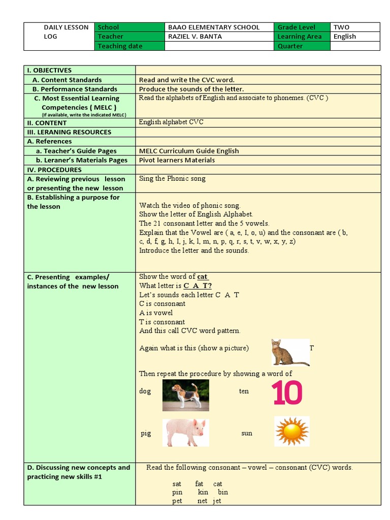Daily CVC Lesson | PDF | Consonant | English Language