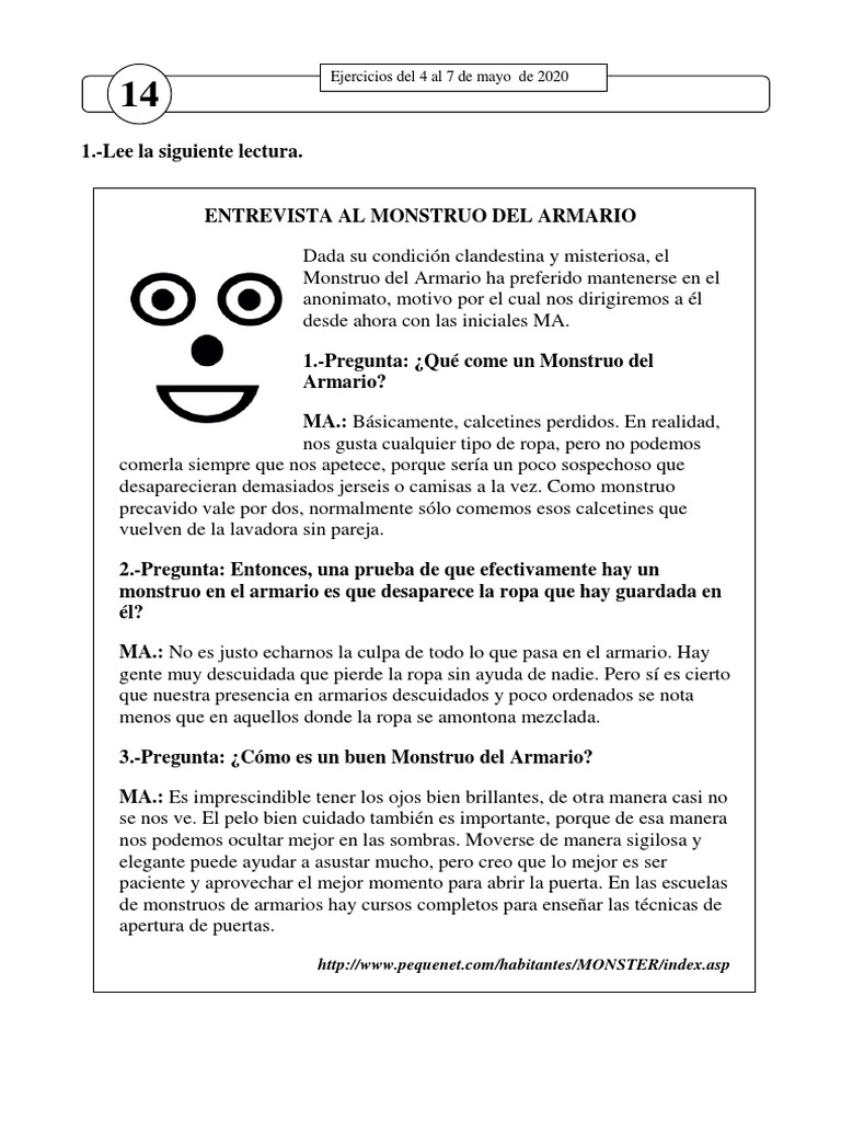 Comprensión Lectora Entrevista-Monstruo | PDF