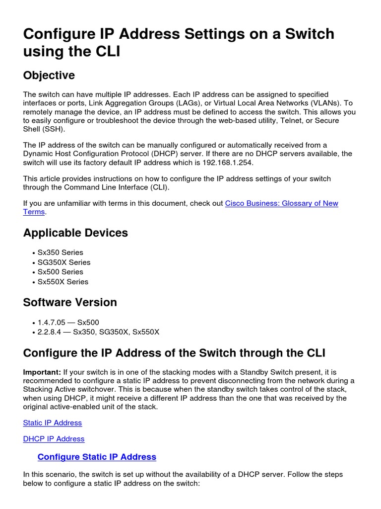 smb5557 Configure The Internet Protocol Ip Address Settings On A Swi | PDF | Ip Address ...