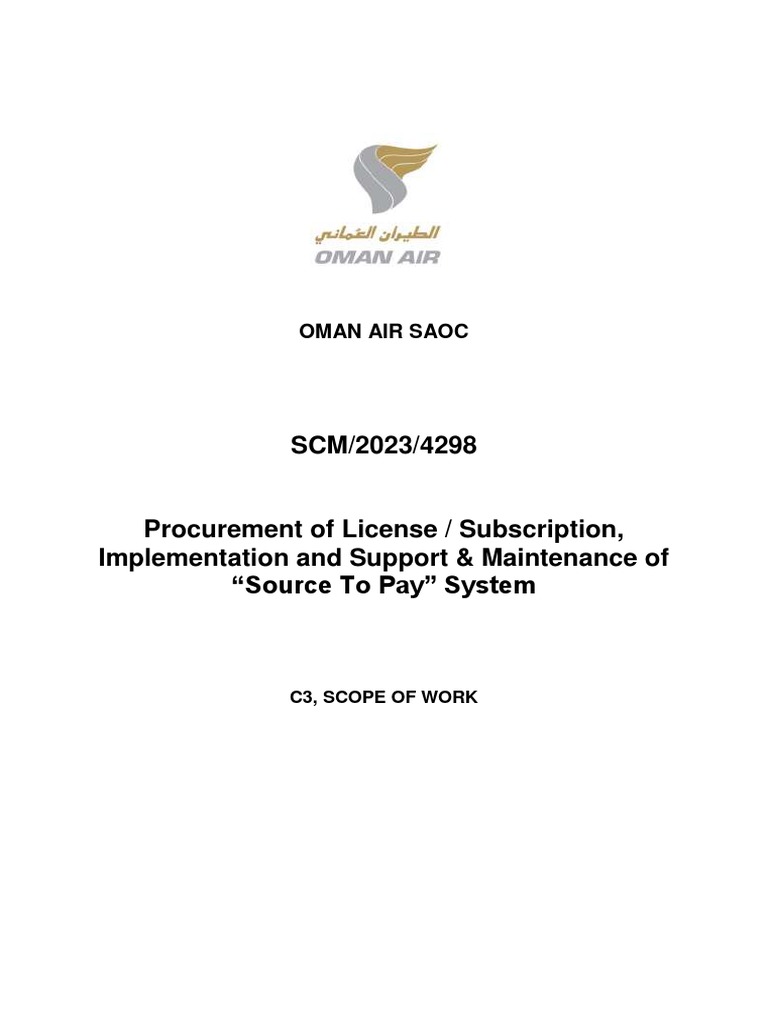 Oman Air Saoc: C3, Scope of Work | Download Free PDF | Supply Chain ...