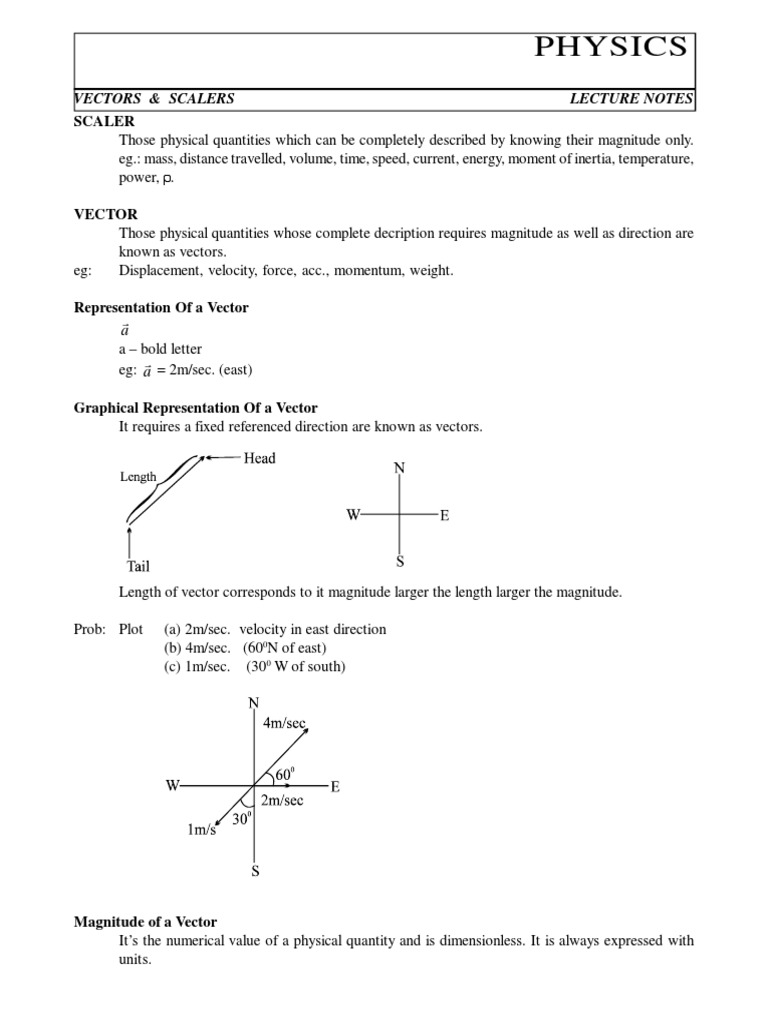 Vectors & Scalers | PDF | Euclidean Vector | Velocity