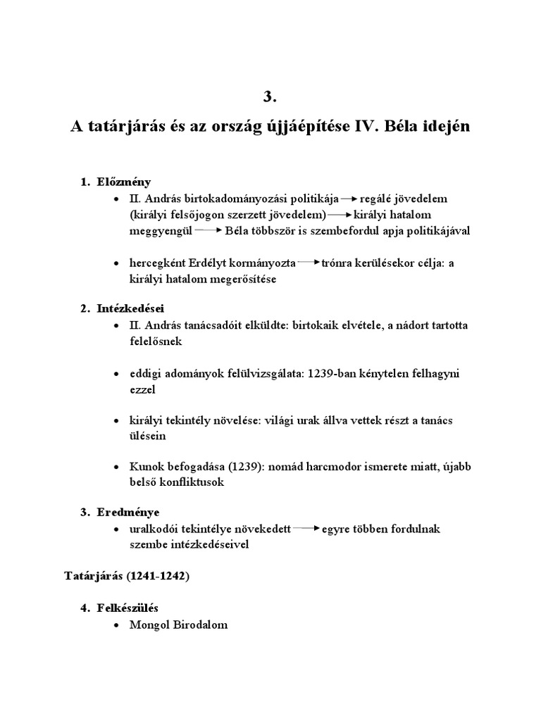 Tatárjárás IV. Béla | PDF