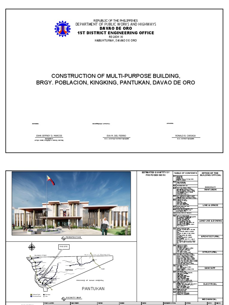Construction of Multi-Purpose Building, Brgy. Poblacion, Kingking, Pantukan, Davao de Oro | PDF ...
