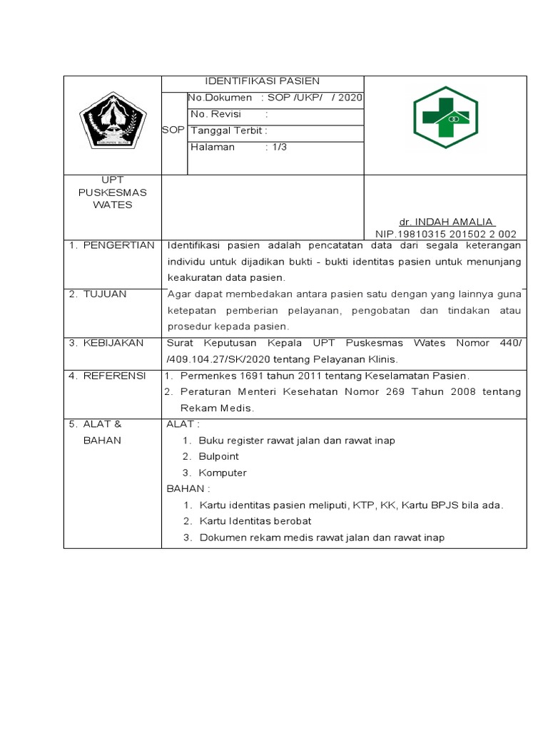 Ep 1 Sop Identifikasi | PDF