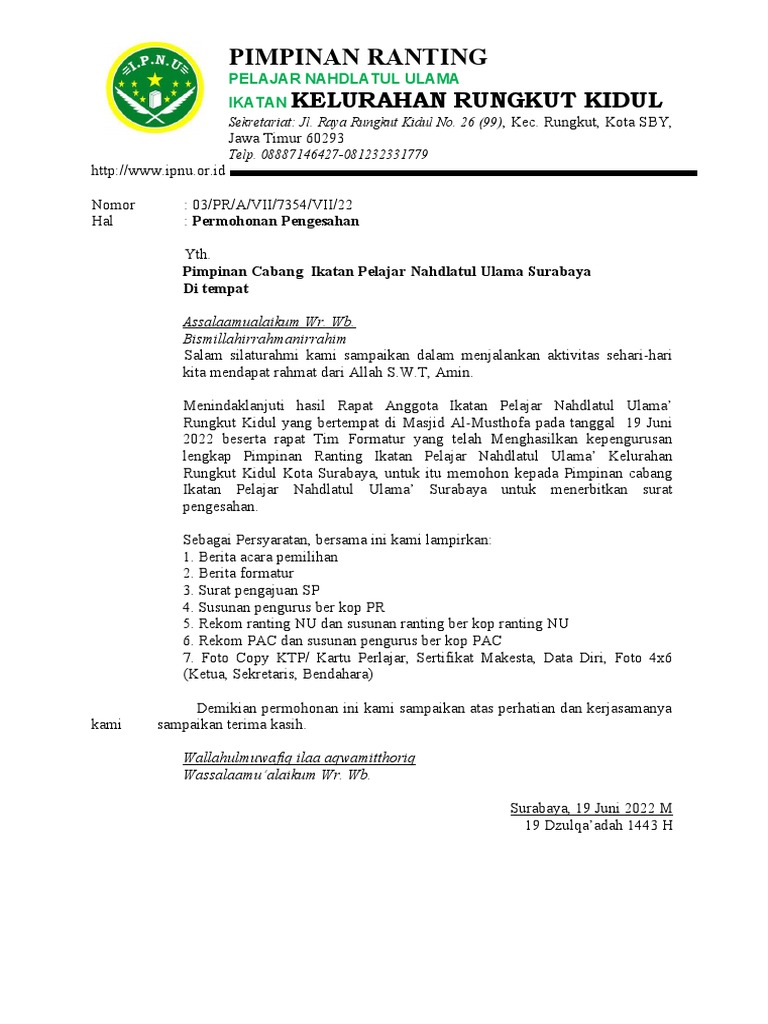 Praktek Surat Ipnu | PDF