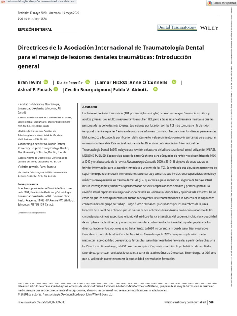 A4 Dental Traumatology - 2020 - Levin - International Association of ...