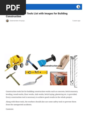 Construction Building Tools And Equipment