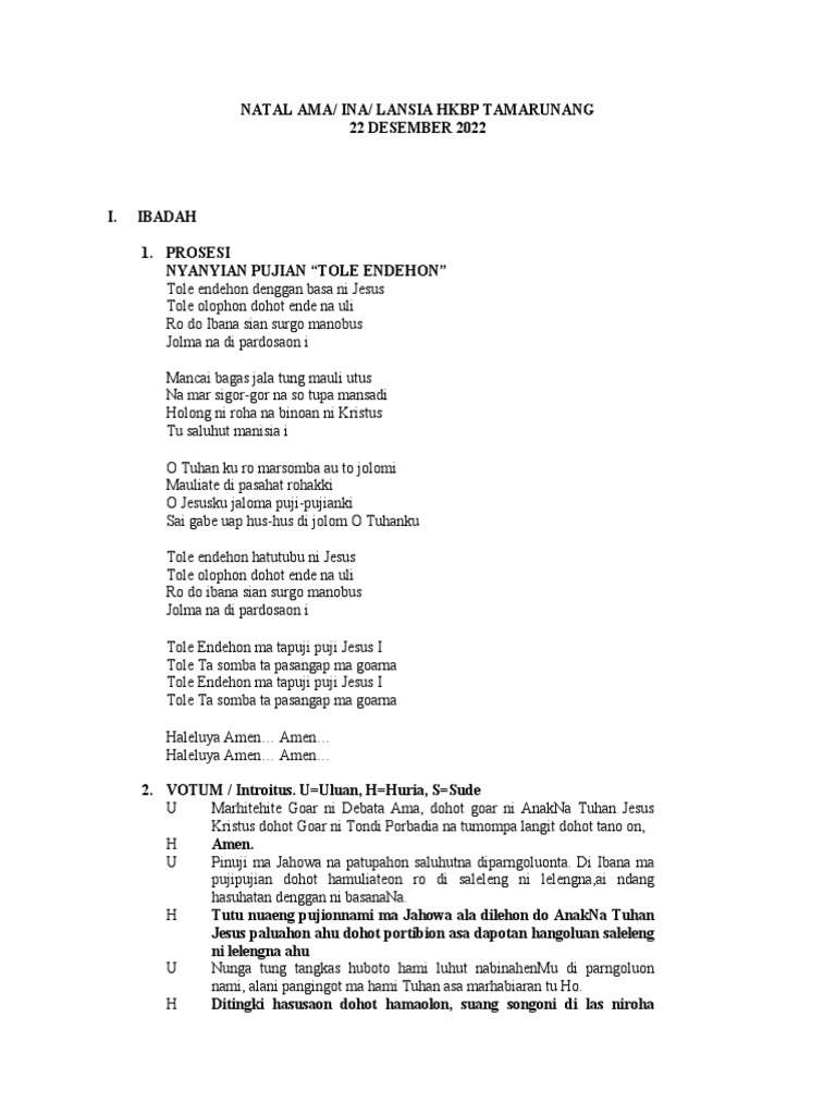 Tata Ibadah Natal Ama Ina Lansia | PDF