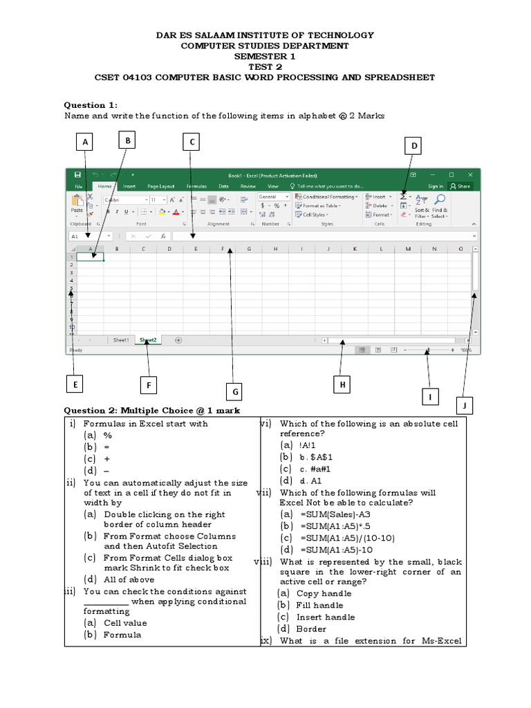 Computer Basic Word Processing and Spreadsheet | PDF | Microsoft Excel | Spreadsheet