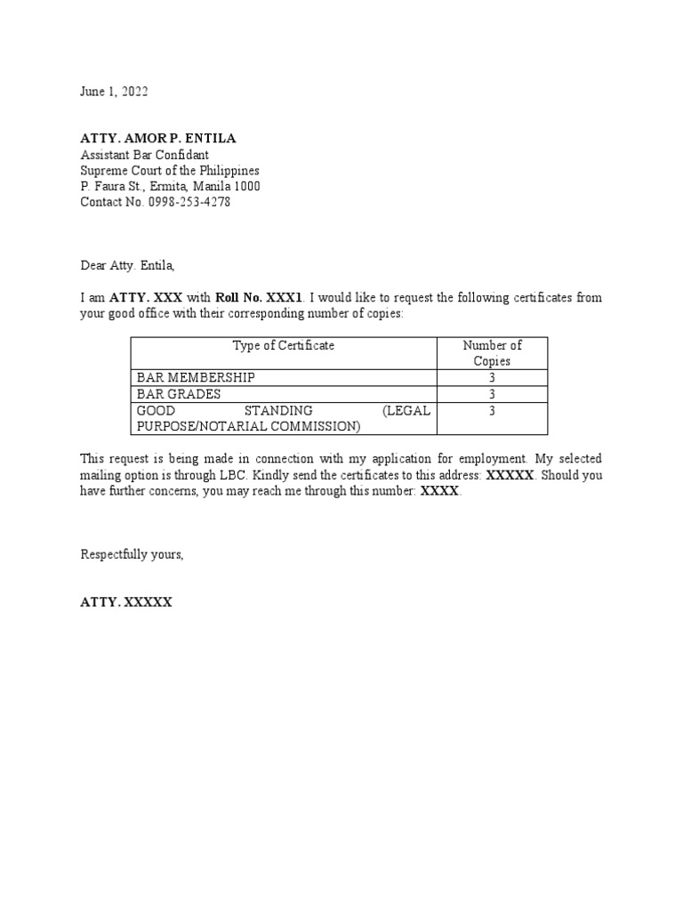 LETTER REQUEST Bar Confidant | PDF | Social Science | Law