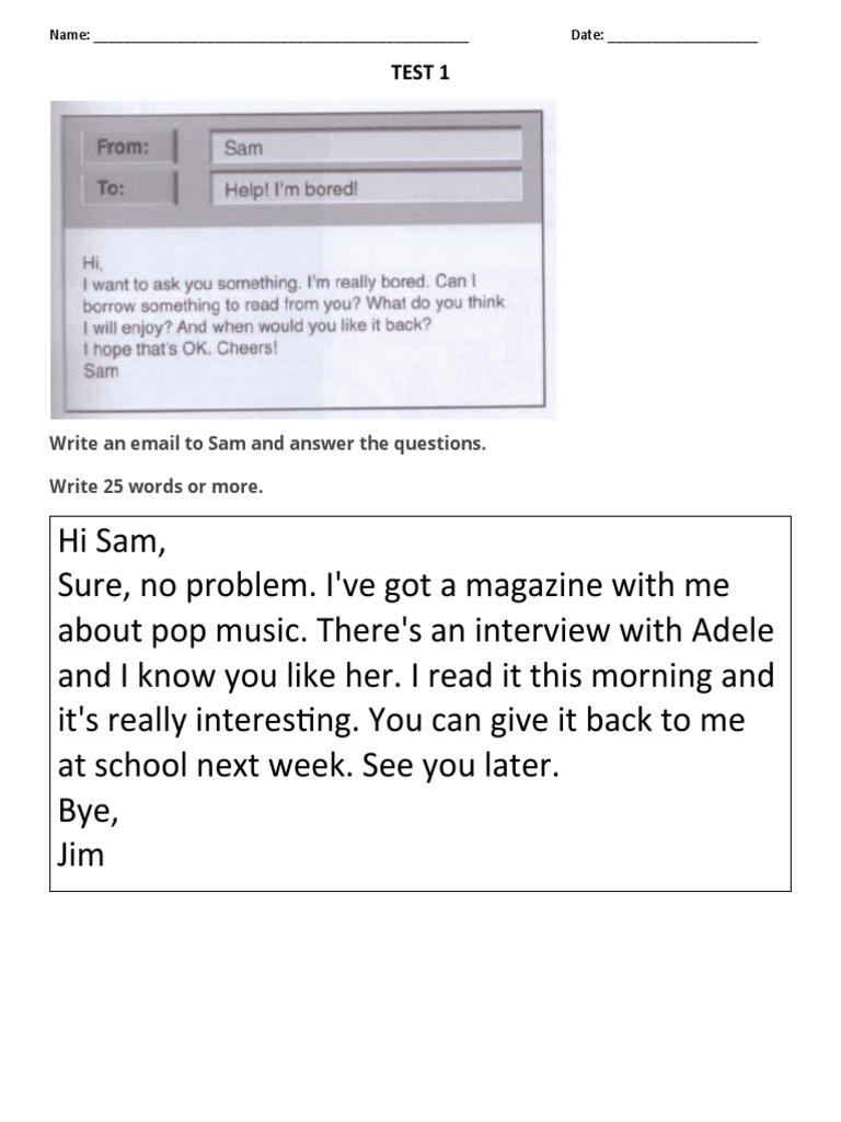 Ket 2 - Writing Task | PDF