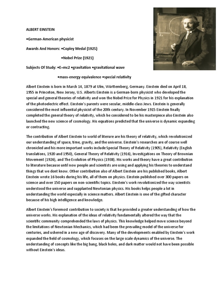 ALBERT EINSTEIN-WPS Office | PDF | Albert Einstein | Theory Of Relativity