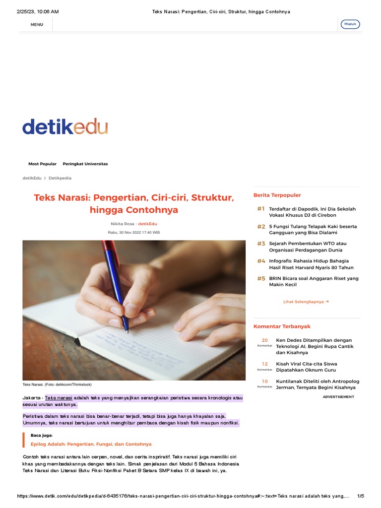 Teks Narasi - Pengertian, Ciri-Ciri, Struktur, Hingga Contohnya | PDF