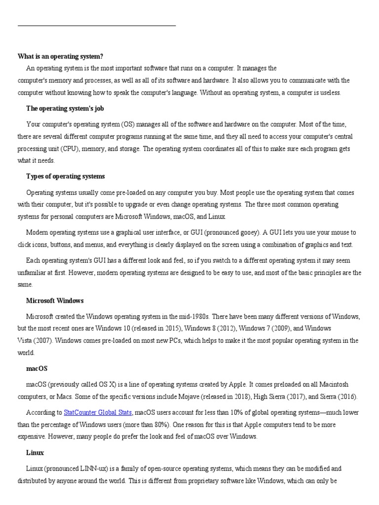 What Is An Operating System | PDF | Operating System | Mac Os