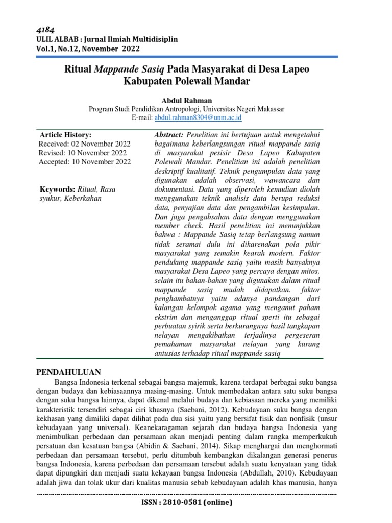 Ritual Mappande Sasiq di Lapeo | PDF | Ilmu Sosial