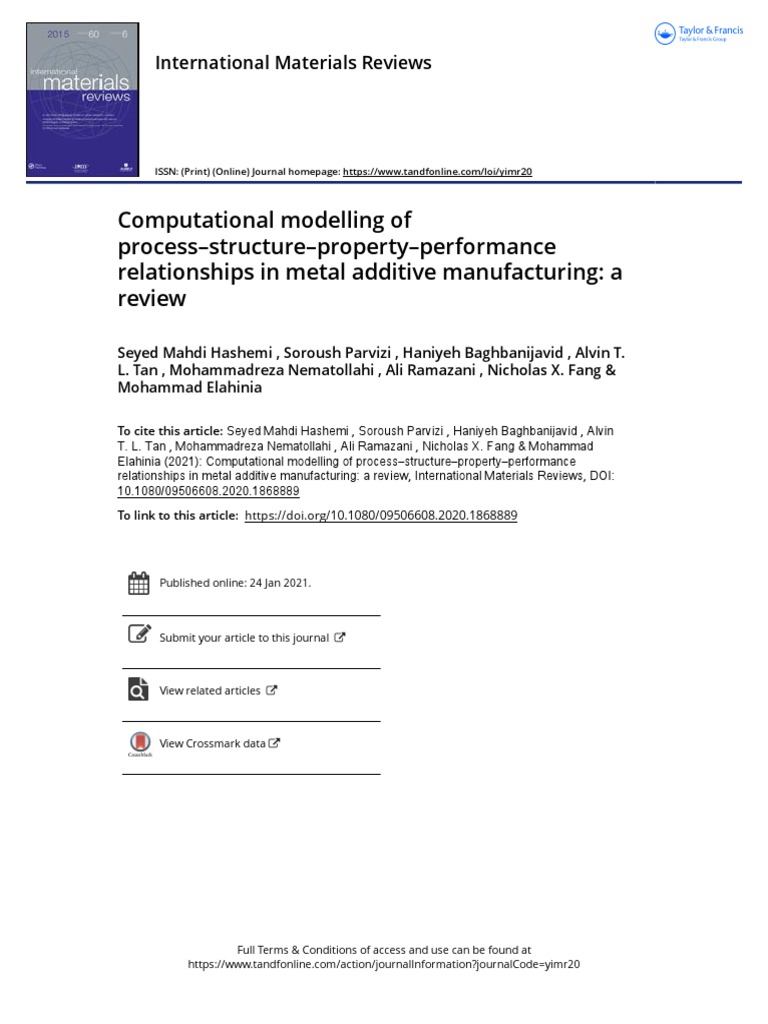 Computational Modelling of Process Structure Property Performance Relationships in Metal ...