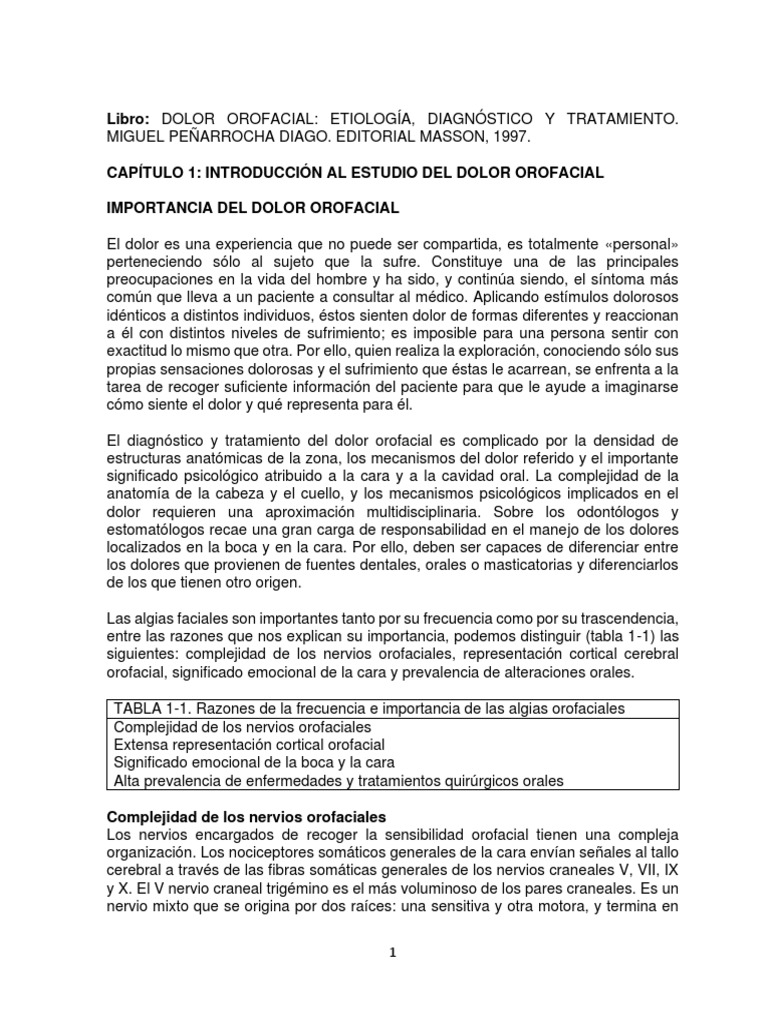 Cap 1 Introducción Al Estudio Del Dolor Orofacial | PDF | Dolor | Nervio