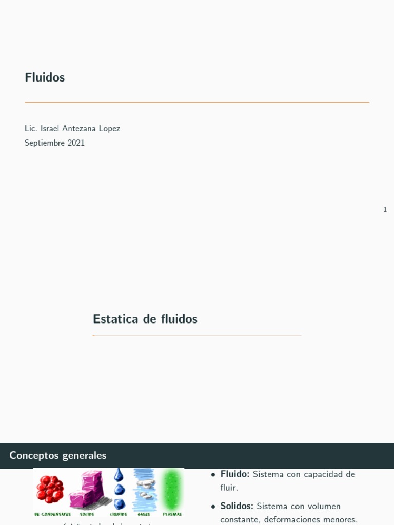 Conceptos básicos de estática de fluidos | PDF | Presión | Pascal (Unidad)