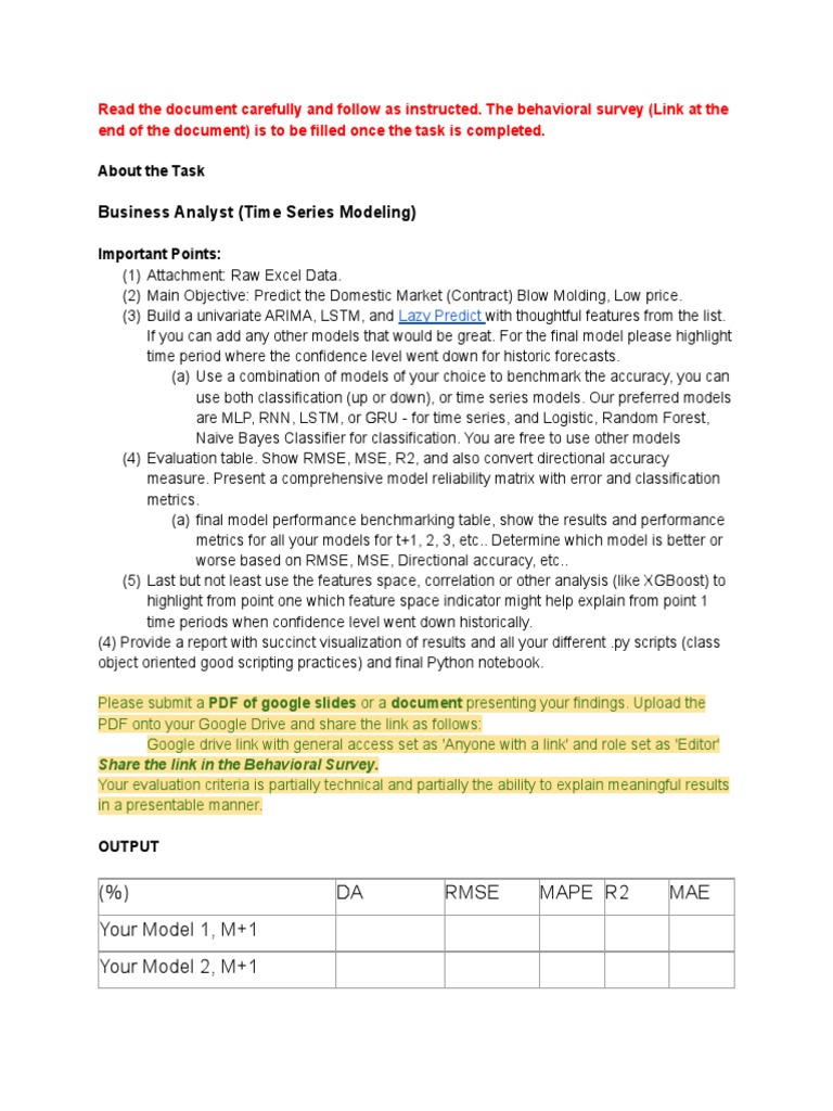 Trial Assignment Business Analyst Time Series Modeling Pdf Time