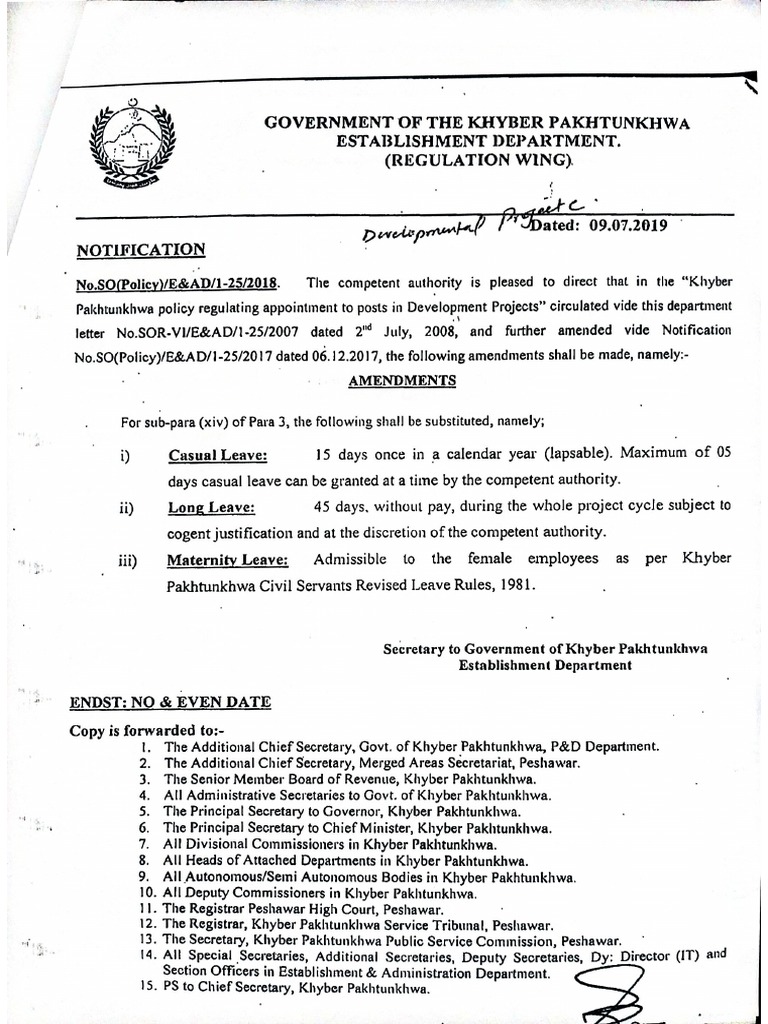 Development Projects Leave Rules | PDF