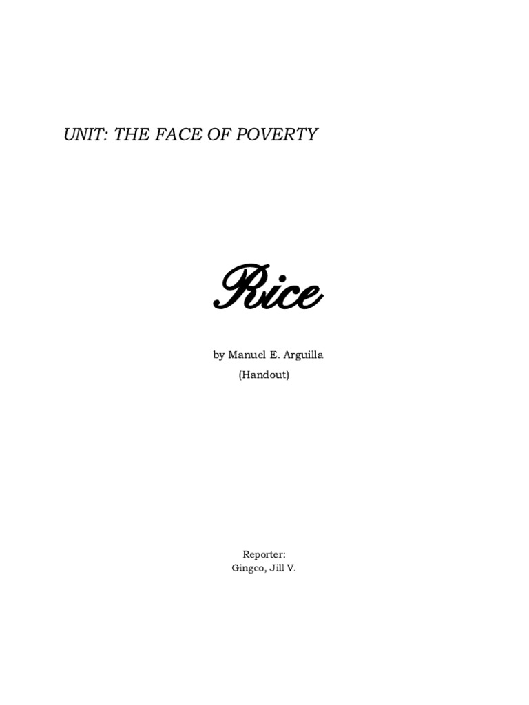 Summary of "Rice" by Manuel Arguilla | PDF