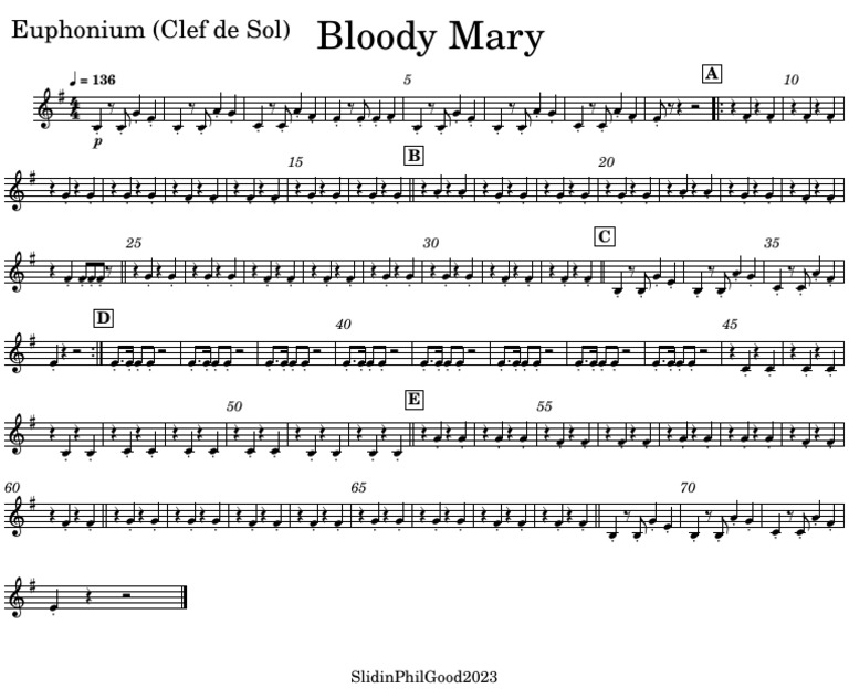 Bloody Mary-Euphonium - (Clef - de - Sol) | PDF