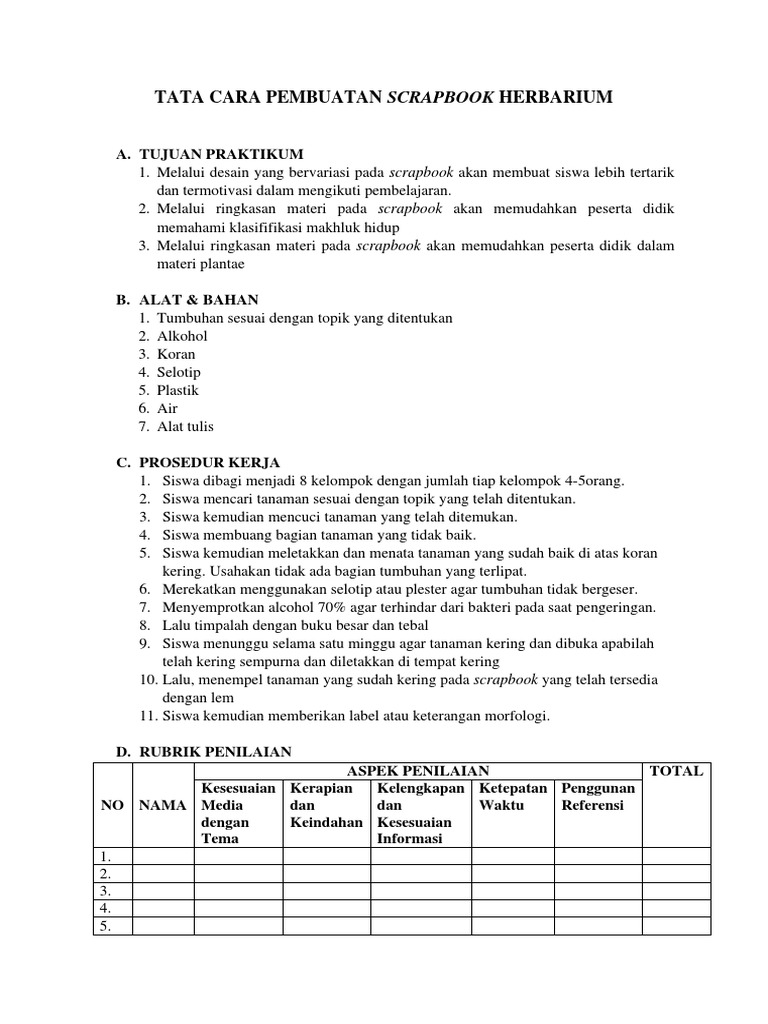 Tata Cara Pembuatan Herbarium Pdf