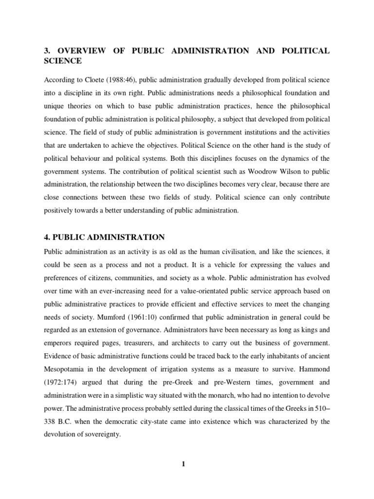 Overview of Public Administration and Political Science | PDF | Public ...