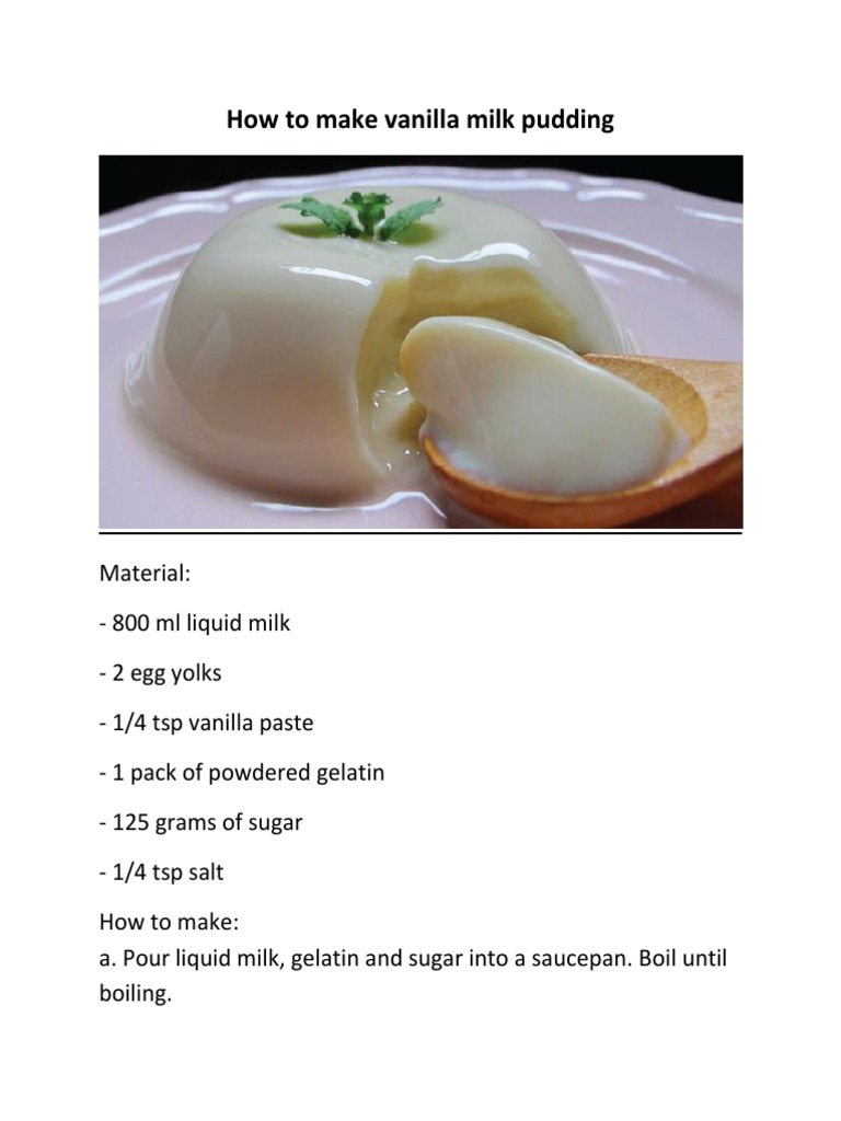 How To Make Vanilla Pudding | PDF