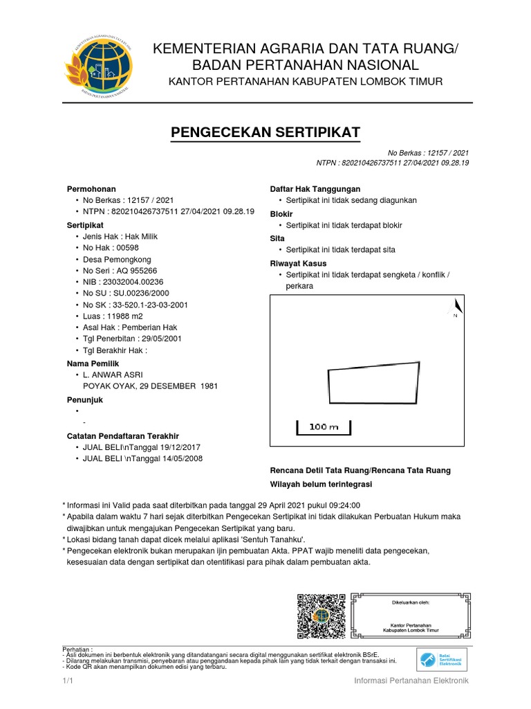 sertifikat pengecekan | PDF