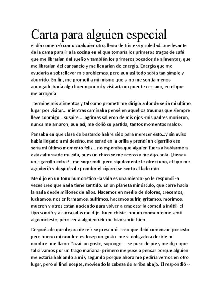 Carta para Alguien Especial | PDF | Felicidad