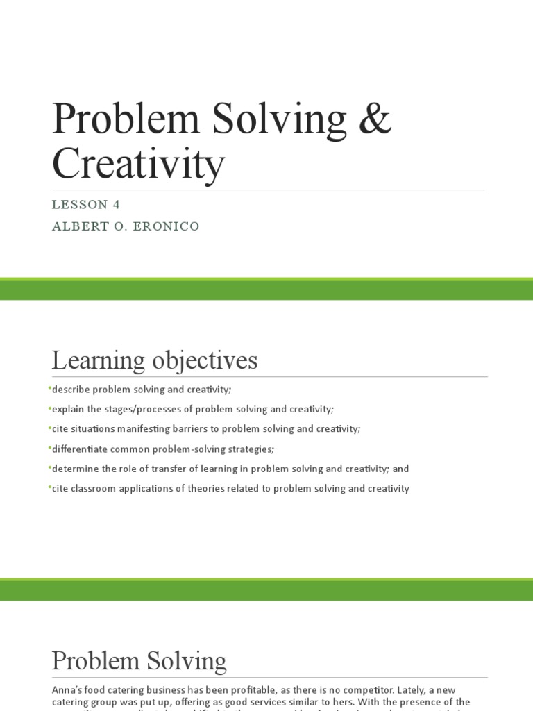 Problem Solving & Creativity | PDF | Creativity | Learning