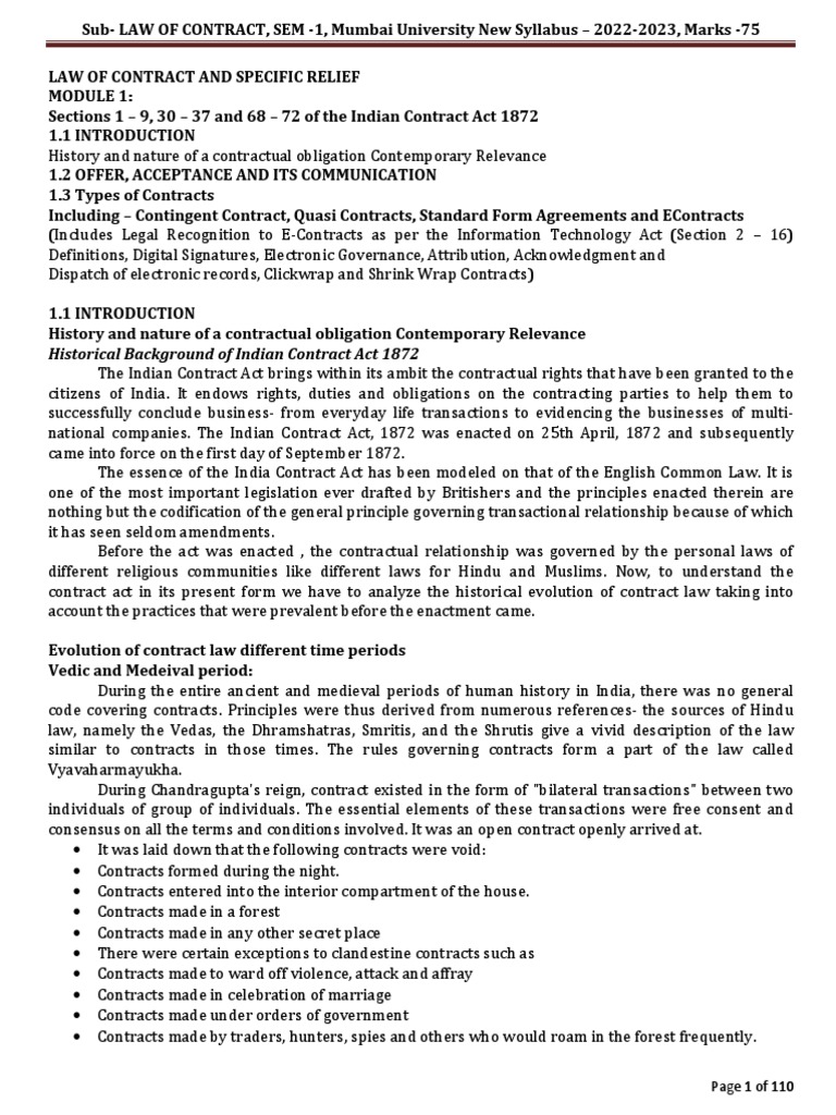 Historical Background of Indian Contract Act 1872 | PDF | Offer And ...