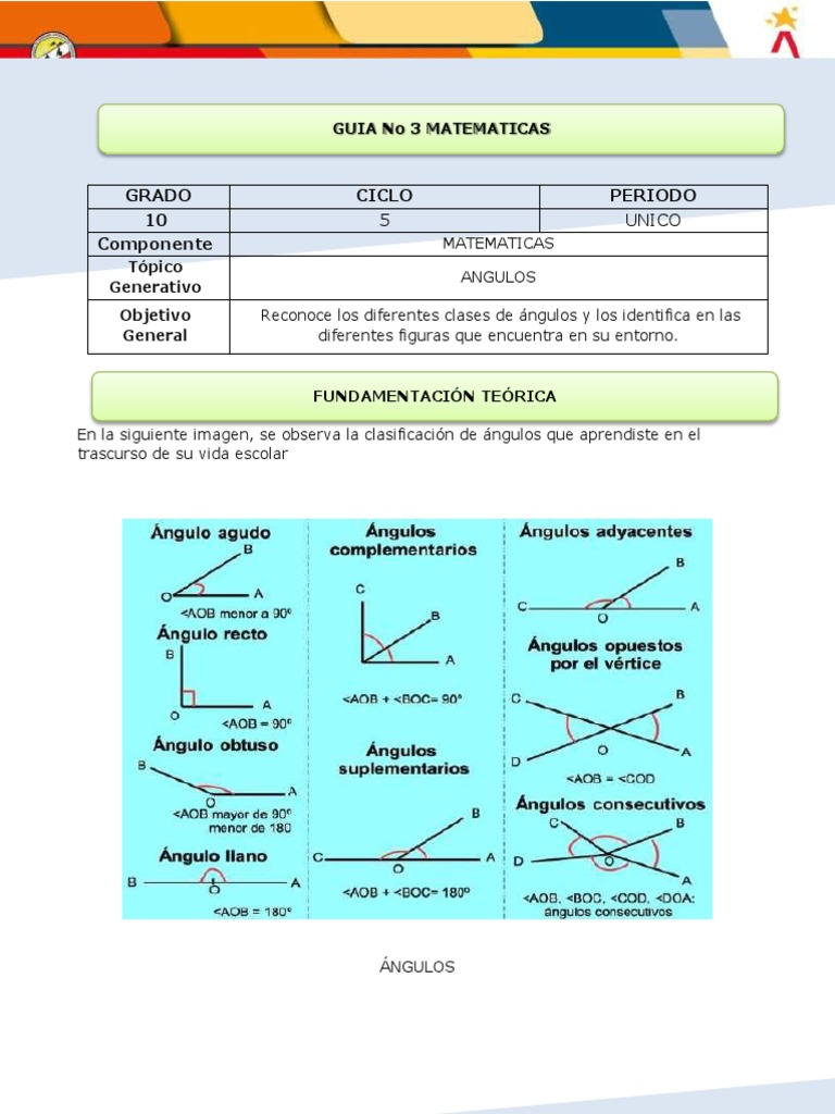 Tipos y Propiedades de Ángulos | PDF | Ángulo | Geometría Elemental