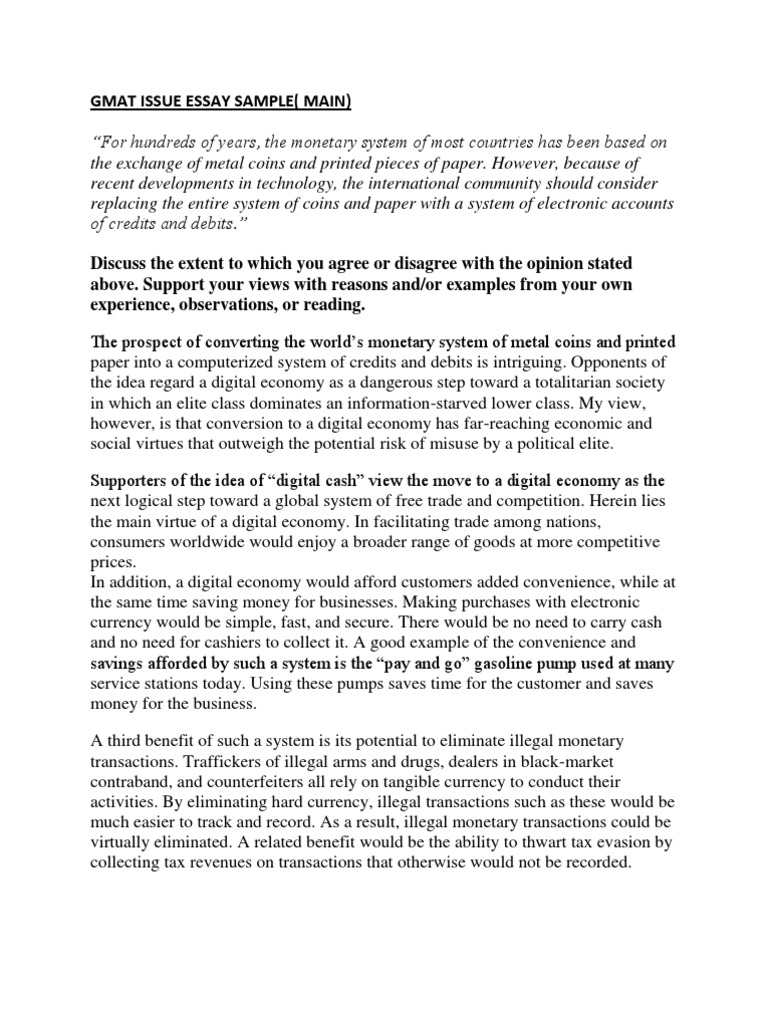 GMAT Issue Essay Sample | PDF | Environmentalism | Money