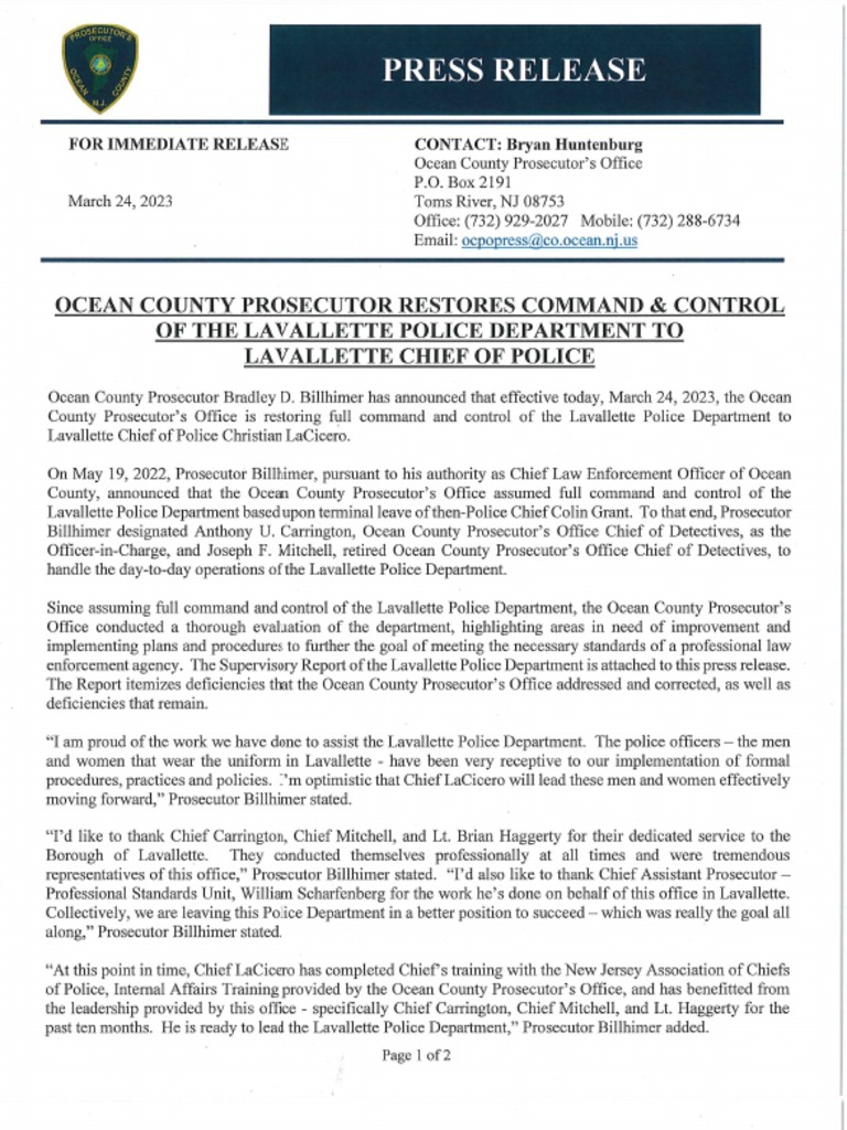 OCPO Report On Lavallette PD | PDF