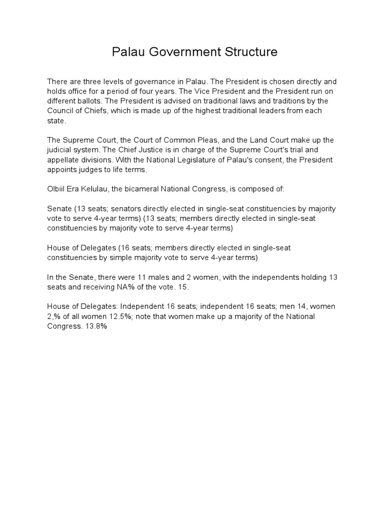 Palau Government Structure | PDF