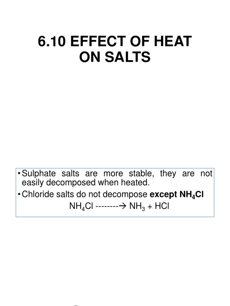 (PDF) 6.10 Effect of Heat On Salts | PDF | Ammonia | Salt (Chemistry)