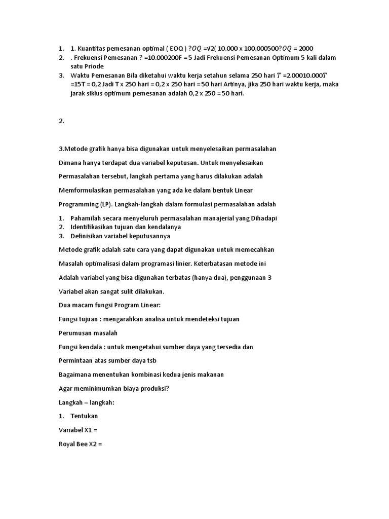 Optimasi EOQ dan Linear Programming | PDF