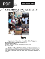 Module Culminating Activity Grade 12 Humss | PDF