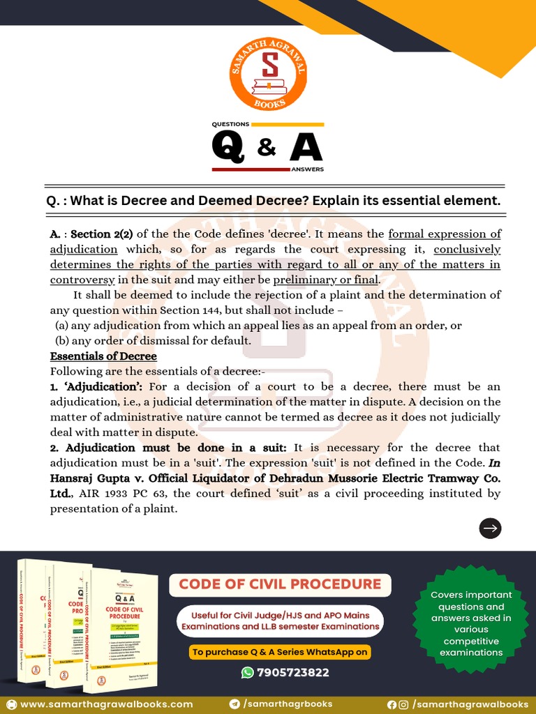 Q.: What Is Decree and Deemed Decree? Explain Its Essential Element ...