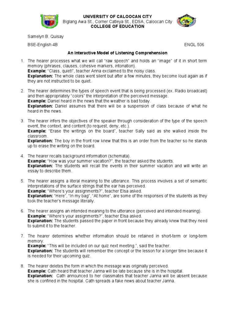 Interactive Model Listening Comprehension | PDF | Cognition | Cognitive Science