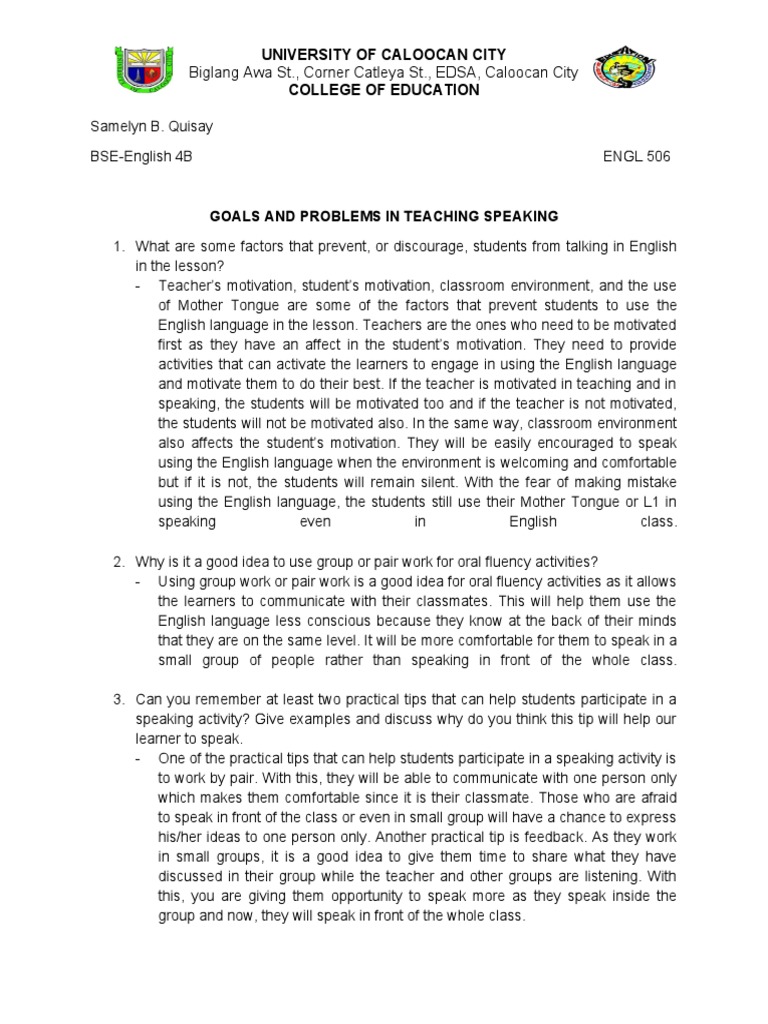 Assignment 1-Finals-ENGL 506 | PDF | Teachers | Motivation