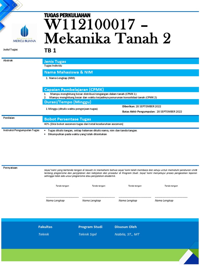 TB1 - Mekanika Tanah 2 - Sulaiman - 41121010001 | PDF