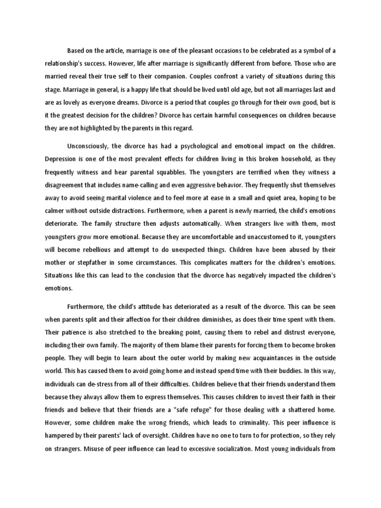 Essay Divorce | PDF | Divorce | Marriage